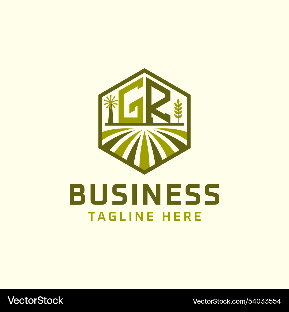 Gr farm logo design modern agro Royalty Free Vector Image