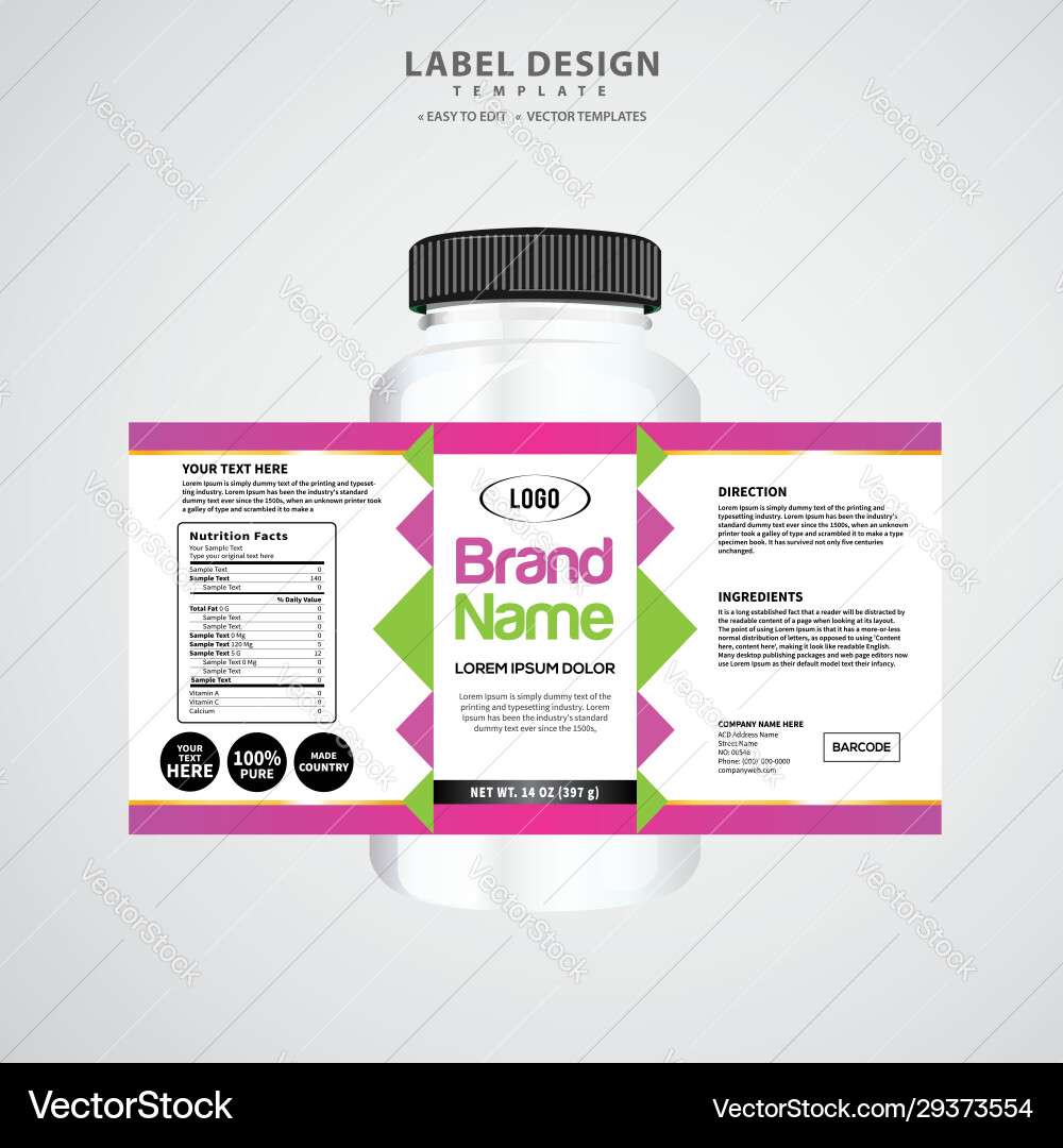 Label and packaging template design Royalty Free Vector