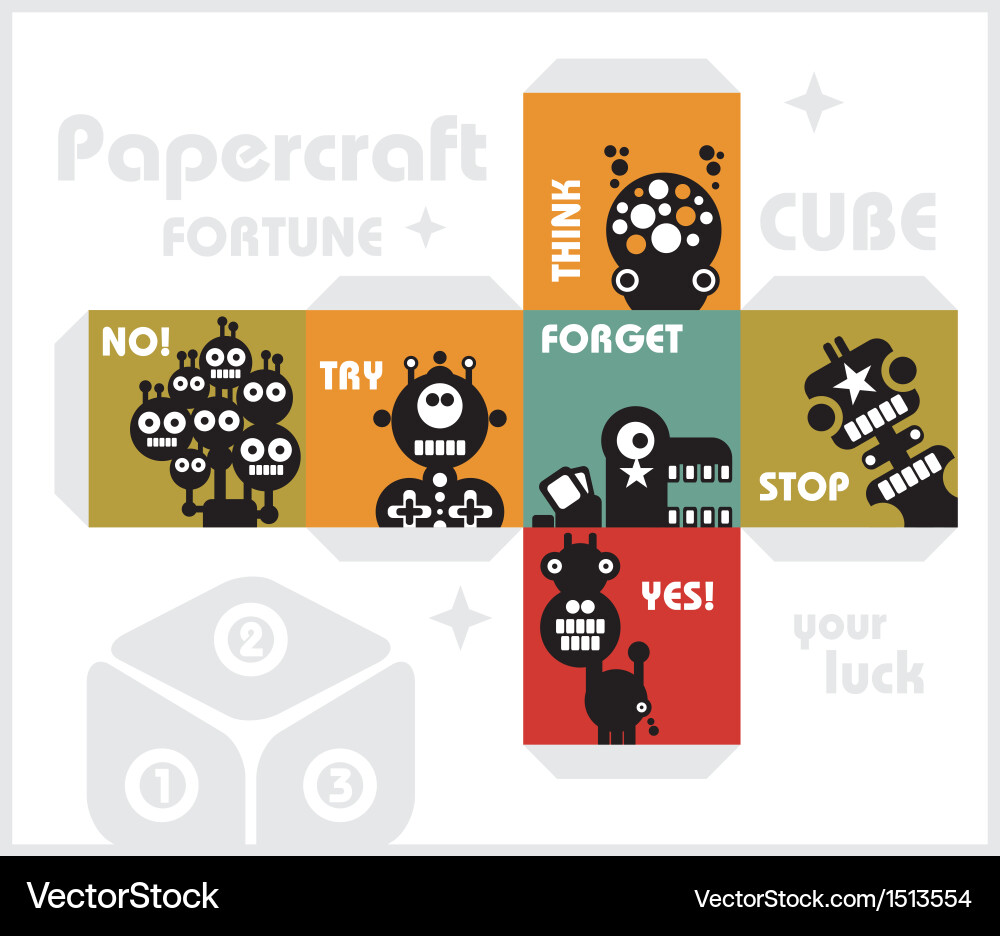 Monster Paper Cube Luck Royalty Free Vector Image