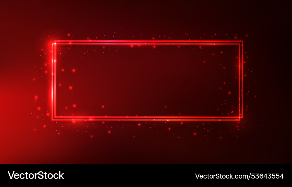 Neon Doppel rechteckiger Rahmen mit glänzendem Vektorbild