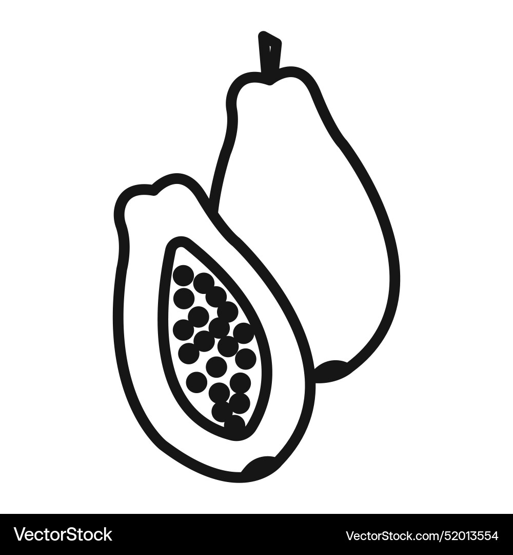 Papaya icon 2 black line art Royalty Free Vector Image
