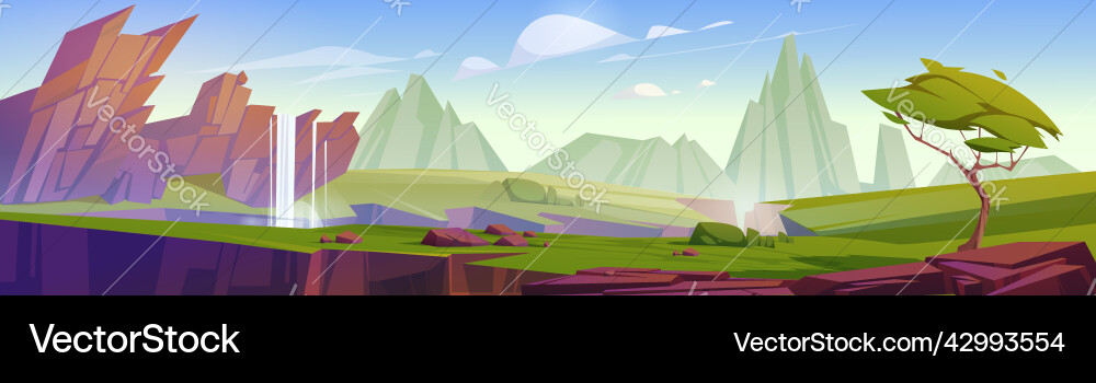 Prehistoric landscape cartoon scenery background Vector Image