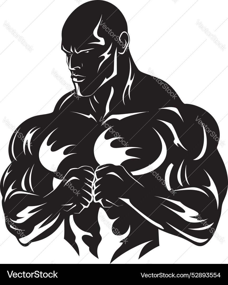 Shadowed strength muscle serenity inkwell Vector Image