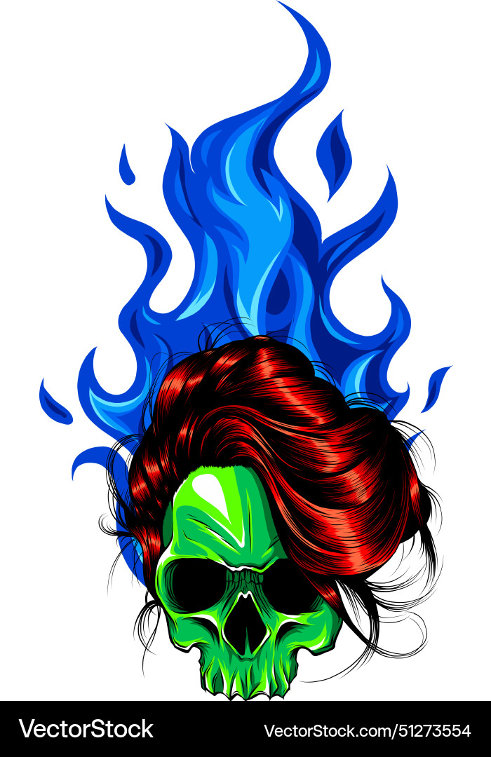 Skull with fire logo design on white Royalty Free Vector