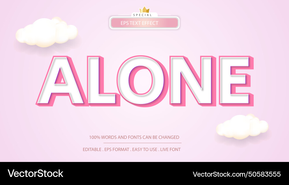 3d cartoon style editable text alone effect Vector Image