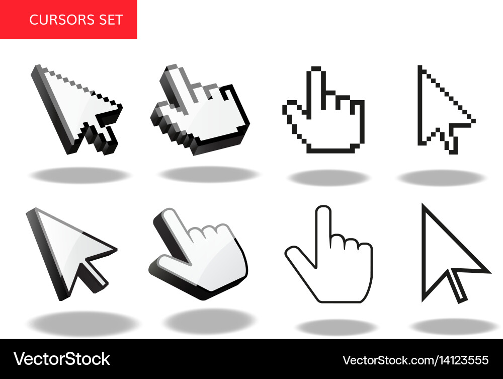 3D Mouse Cursors Set Royalty Free Vector Image