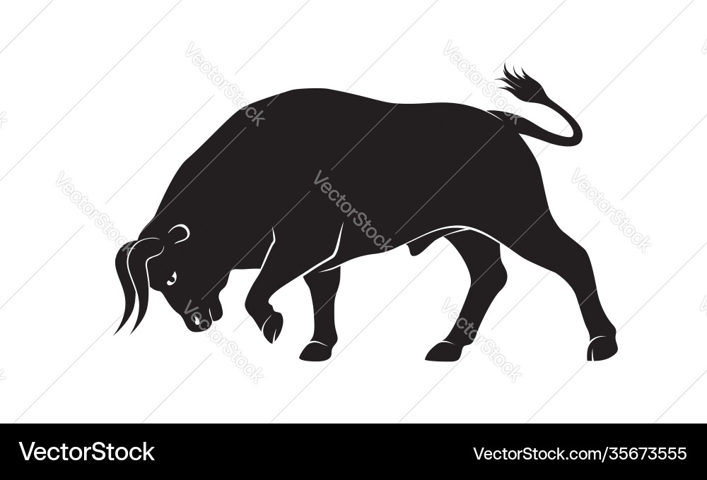 Black bull Royalty Free Vector Image - VectorStock