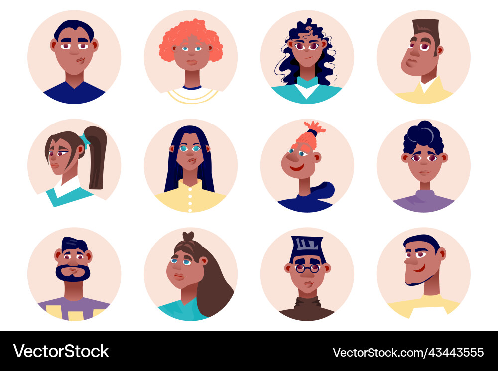 Black people avatars isolated set diverse men Vector Image