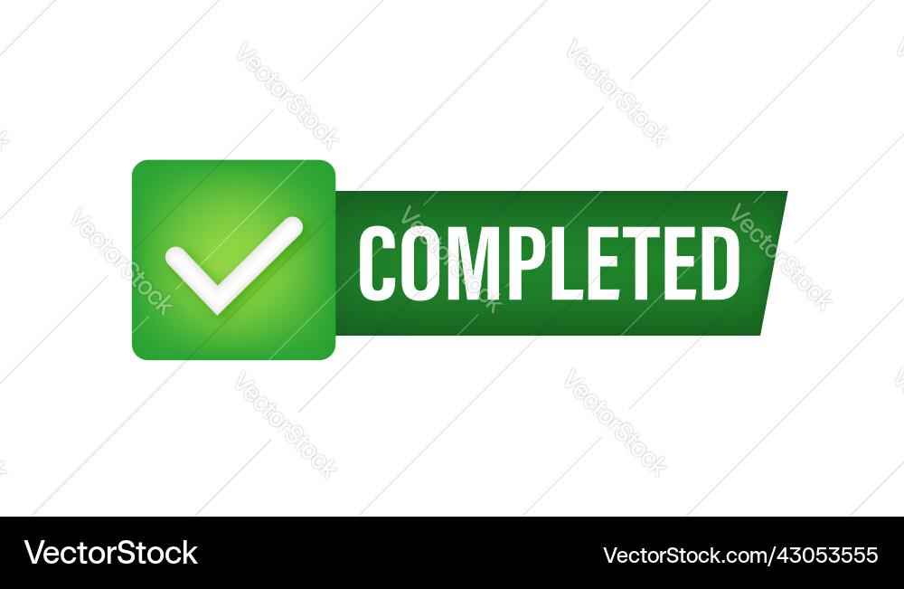 Completed tick checkmark stamp sticker Royalty Free Vector