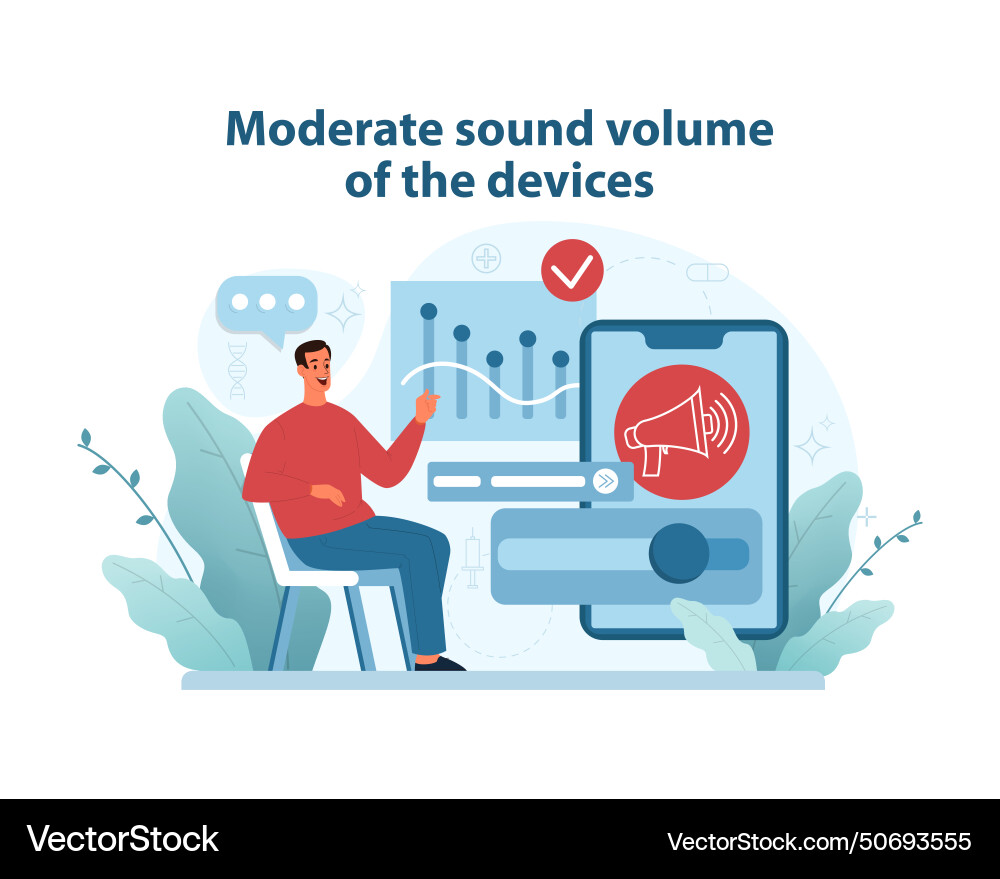 Device volume control of a person Royalty Free Vector Image