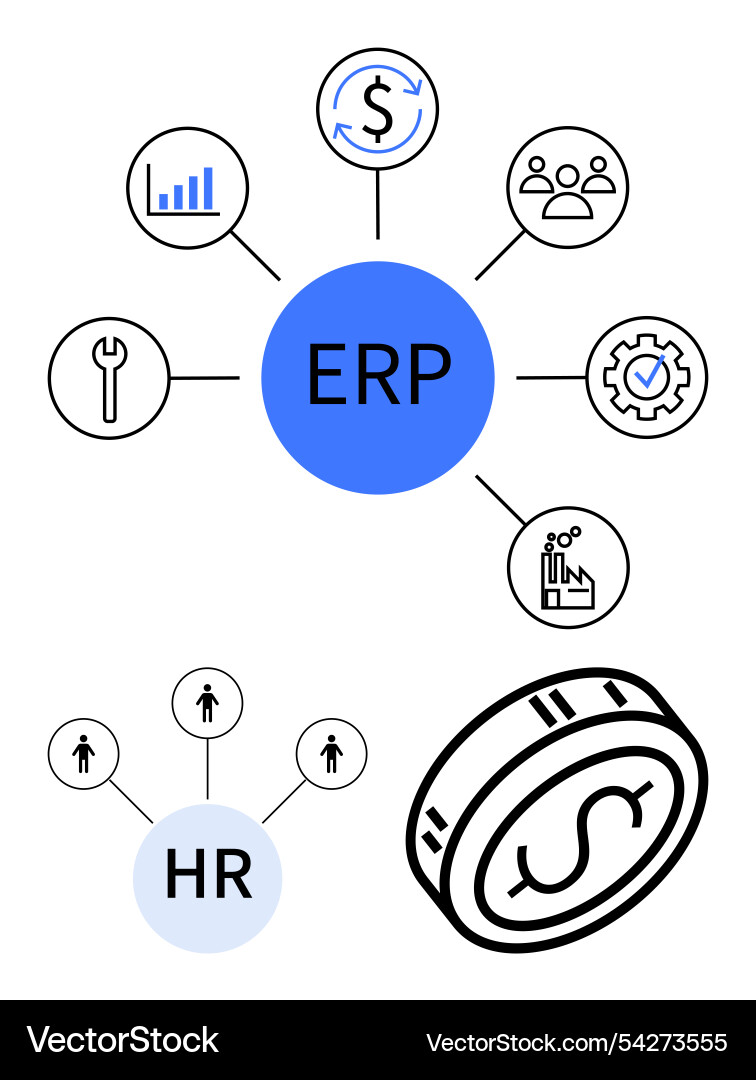 Elements of erp system with hr integration Vector Image