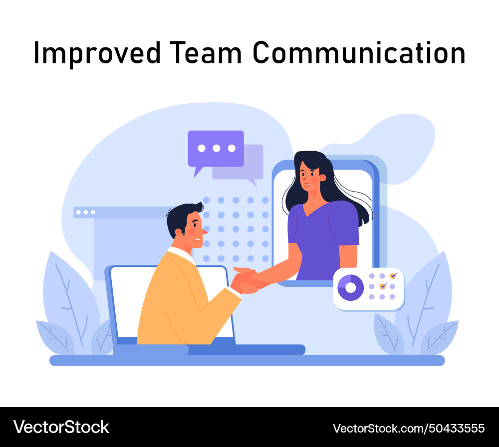 Improved team communication highlighted a man Vector Image