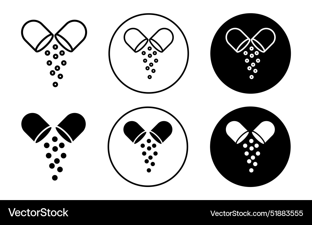 Open capsule pill icon Royalty Free Vector Image