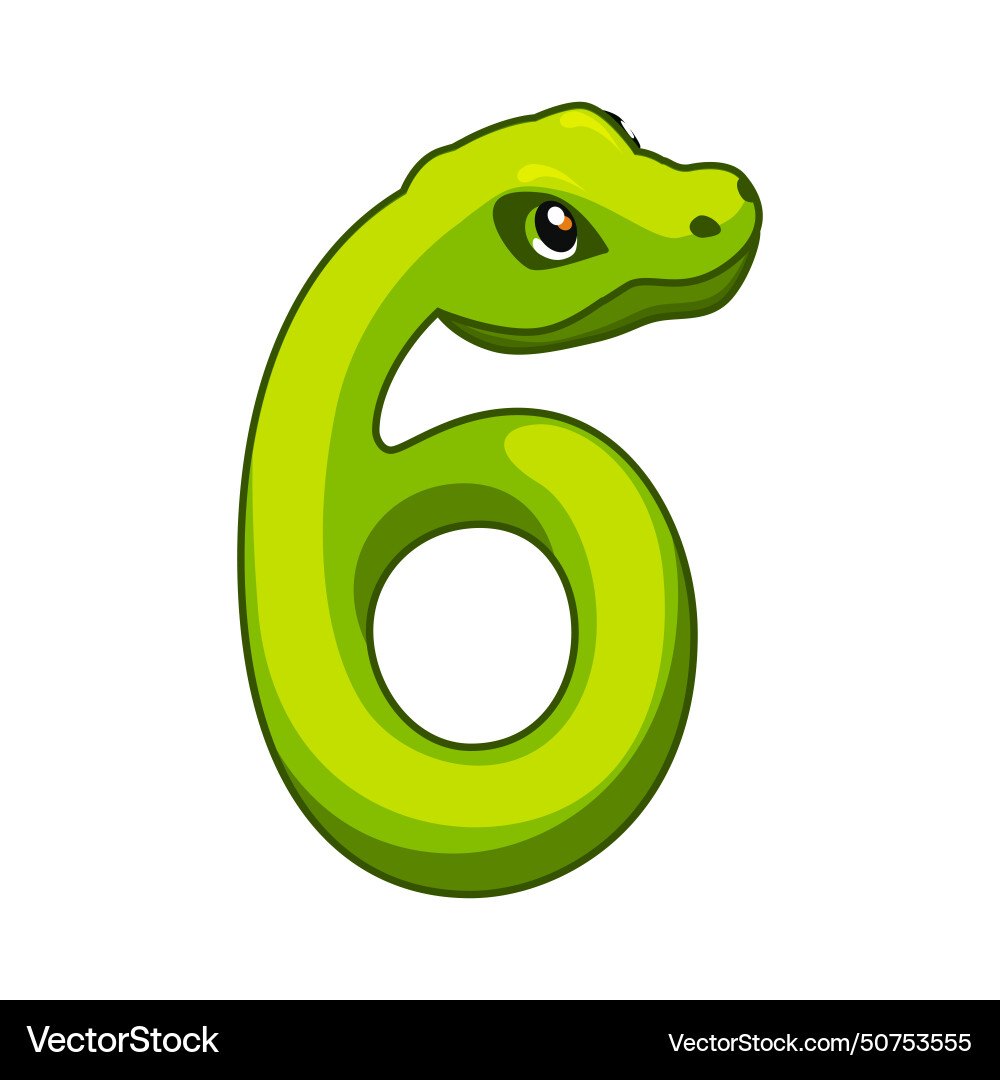 Snake font digit 6 cartoon six number Royalty Free Vector Snake font digit 6 cartoon six number Royalty Free Vector
