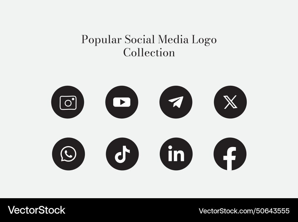 Social media icons collection Royalty Free Vector Image