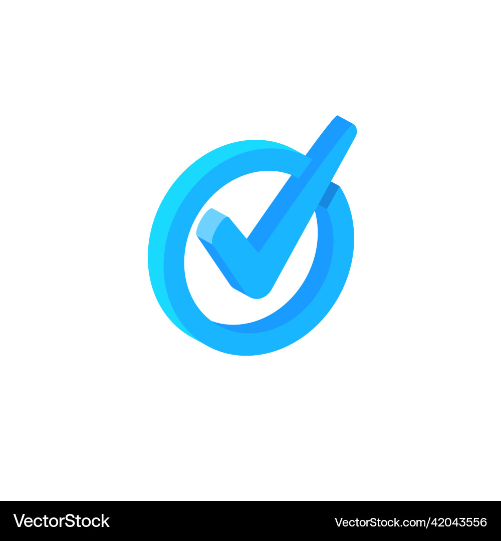 3d checkmark tick icon checklist success button Vector Image