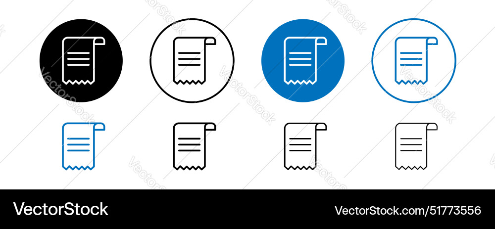 Bill icon set black filled and outlined style Vector Image