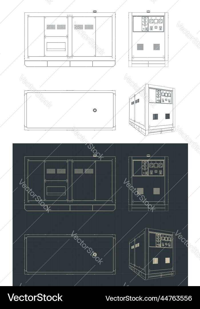 Diesel generator blueprints Royalty Free Vector Image