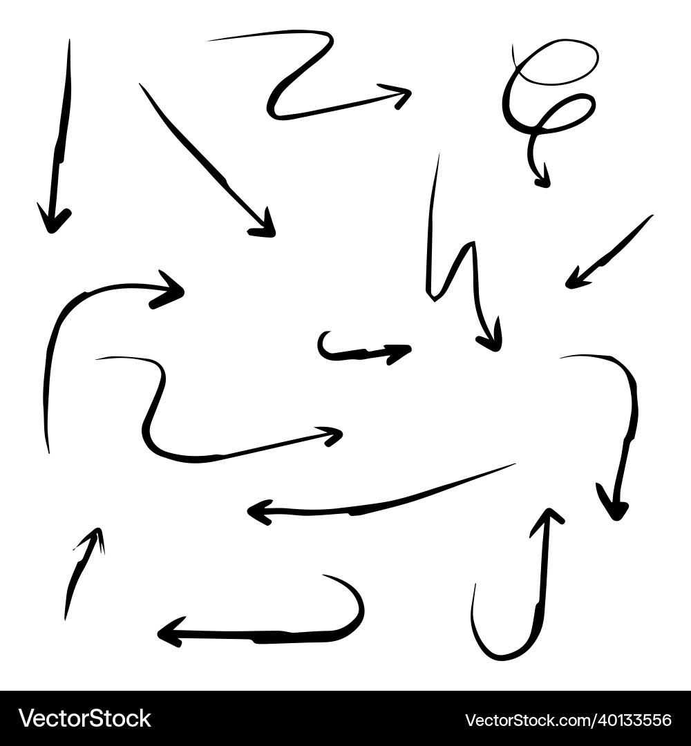 Hand drawn arrows icons set arrow icon Royalty Free Vector