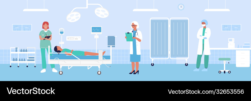 Hospital ward cartoon flat Royalty Free Vector Image