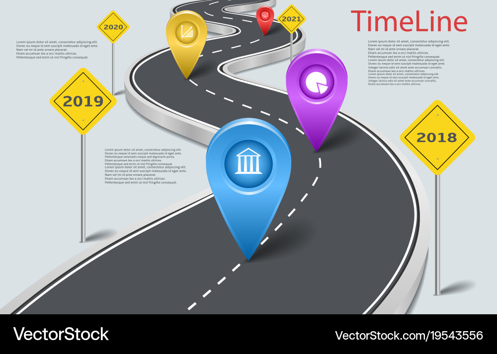 Infographic car road timeline with pointers Vector Image