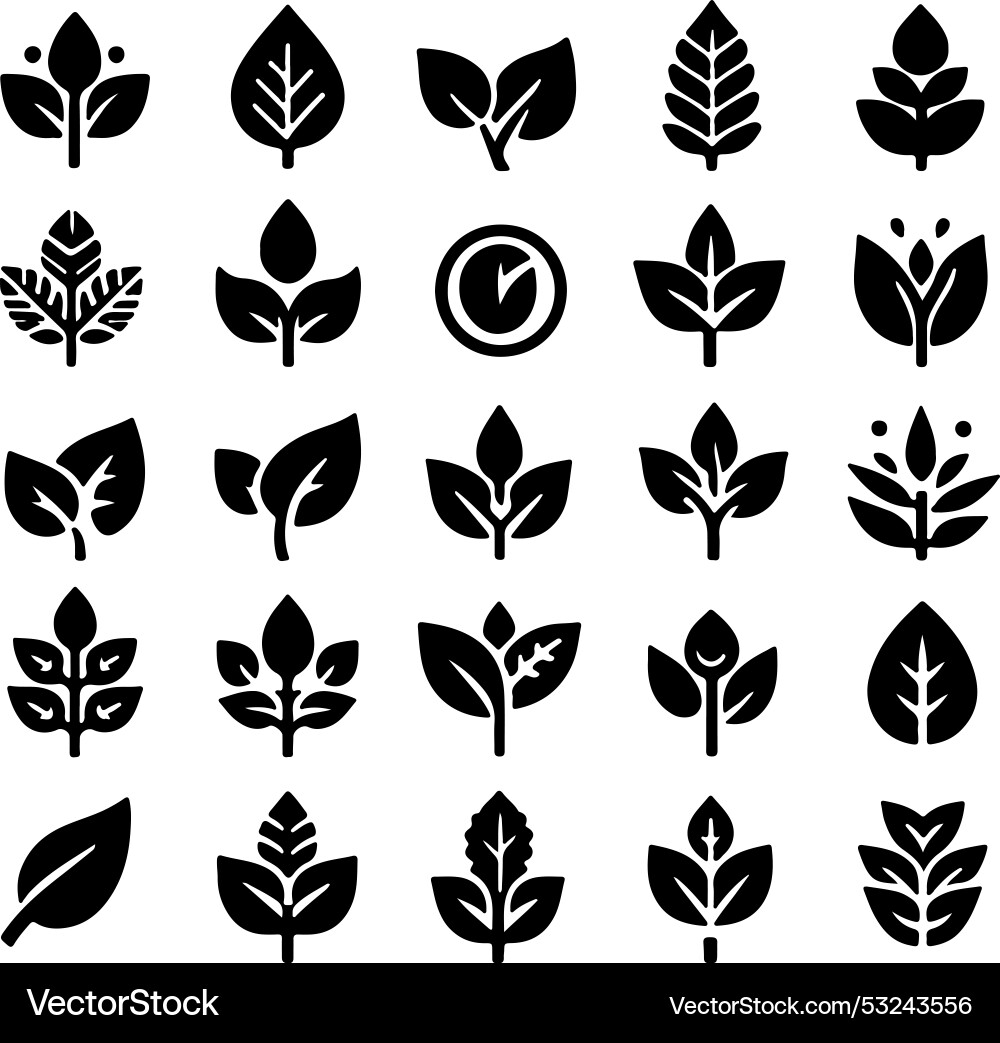 Leaf logo icon art silhouette set Royalty Free Vector Image