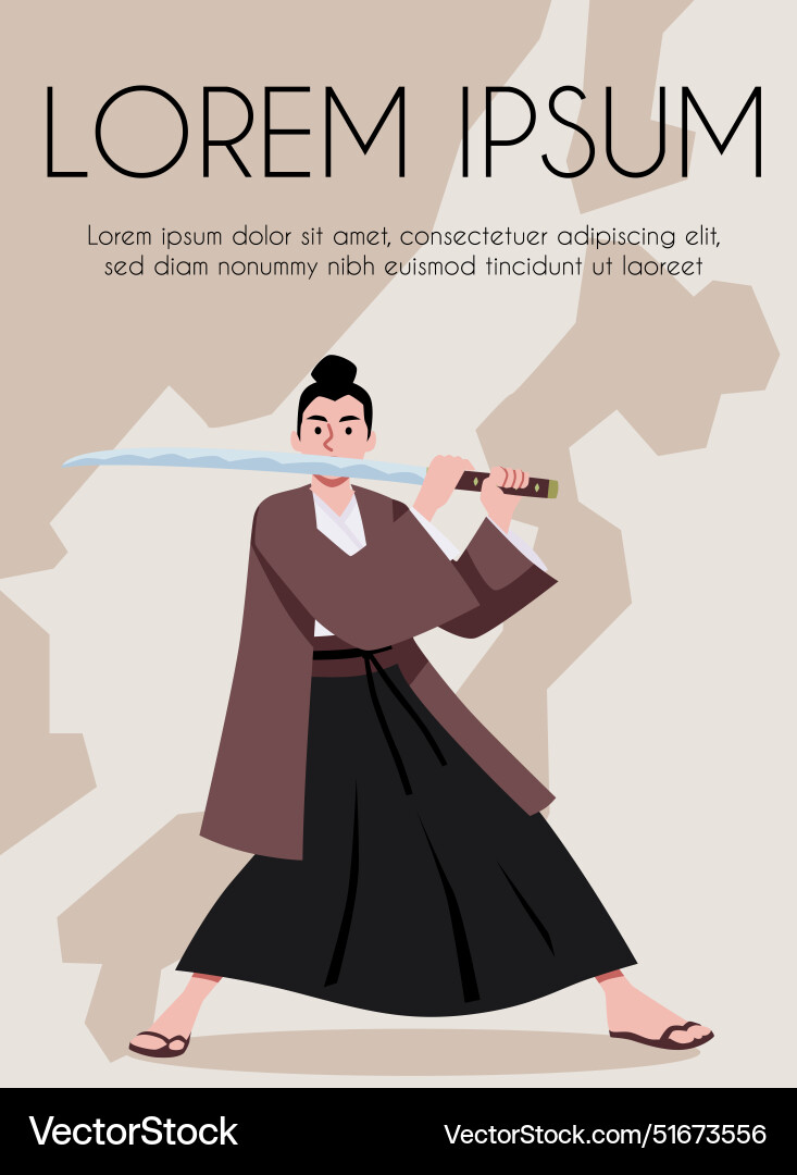 Poster of samurai with sword and text space Vector Image