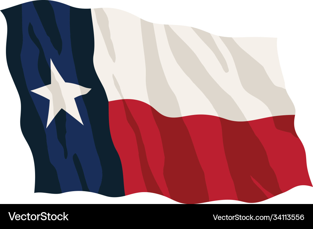 Texas state flag waving Royalty Free Vector Image