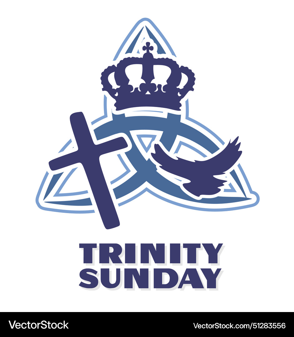 Trinity sunday with cross dove and crown Vector Image