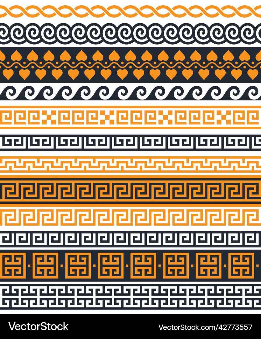 Antique greek pattern seamless frame Royalty Free Vector