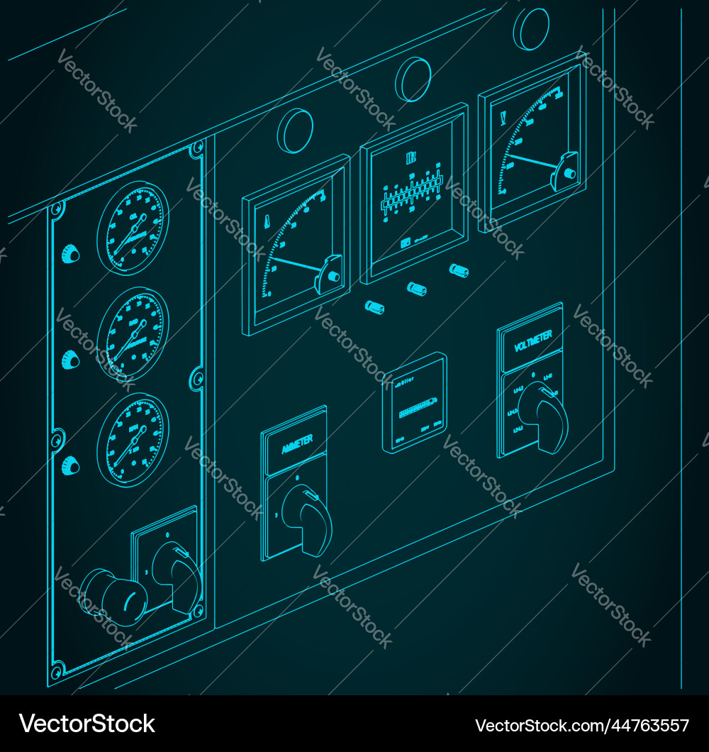 Diesel generator control panel closeup Royalty Free Vector