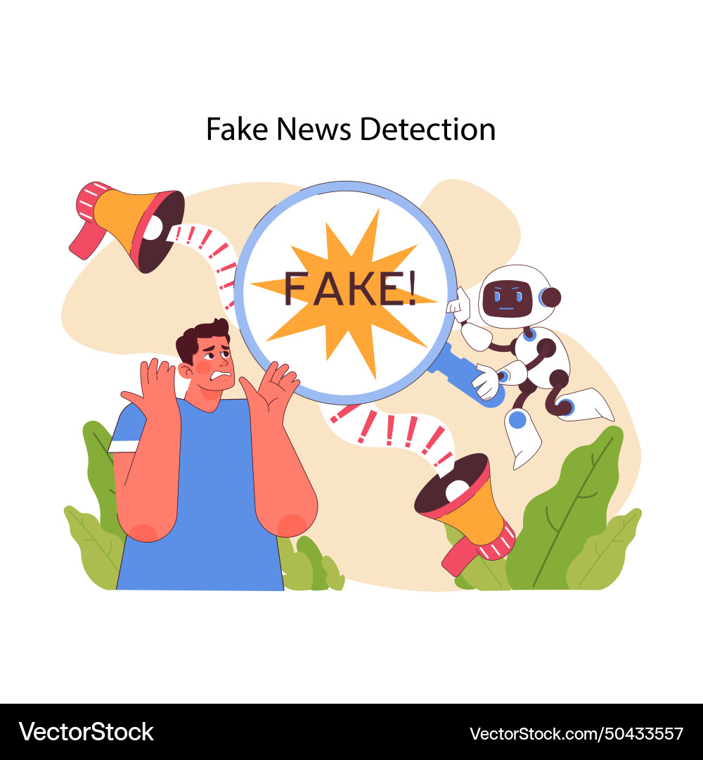Fake news detection concept flat Royalty Free Vector Image