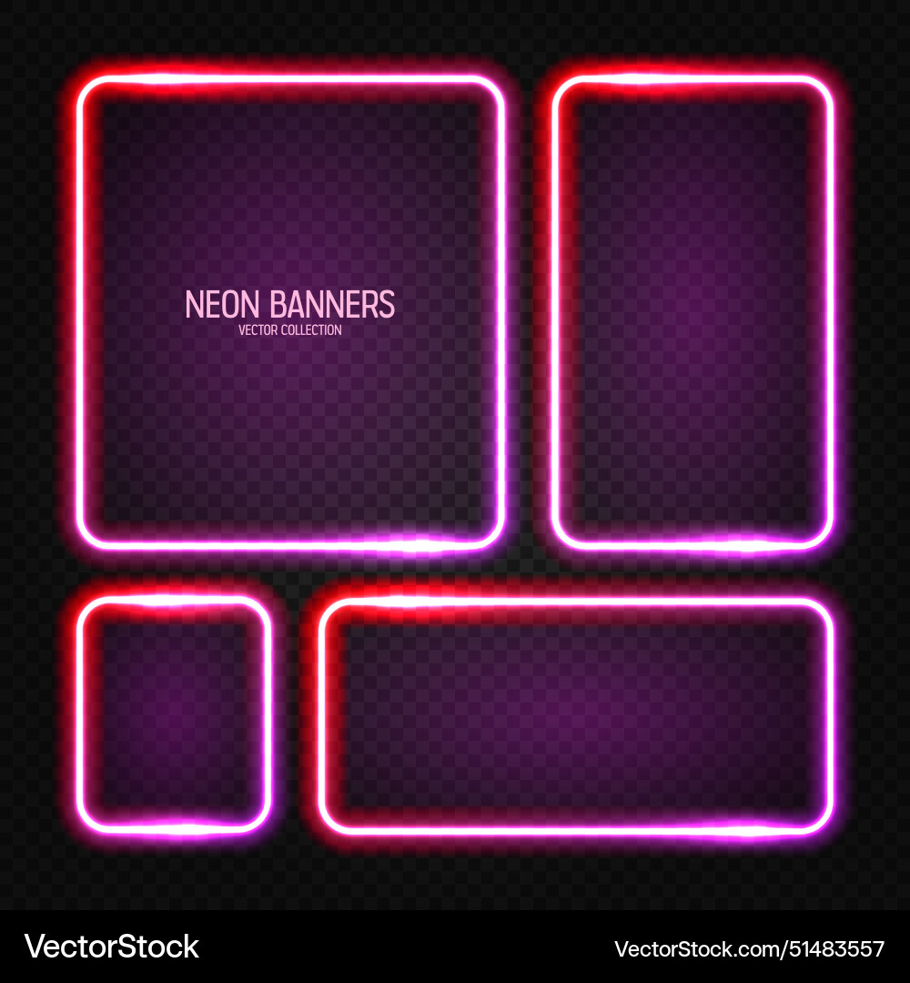 Glowing neon banners illuminated colorful square Vector Image