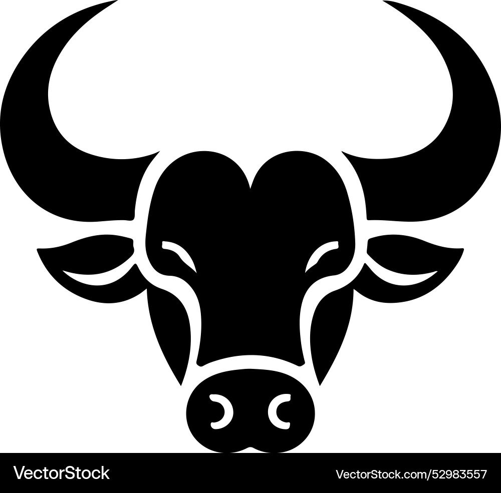 Head bull silhouette isolated icon Royalty Free Vector Image