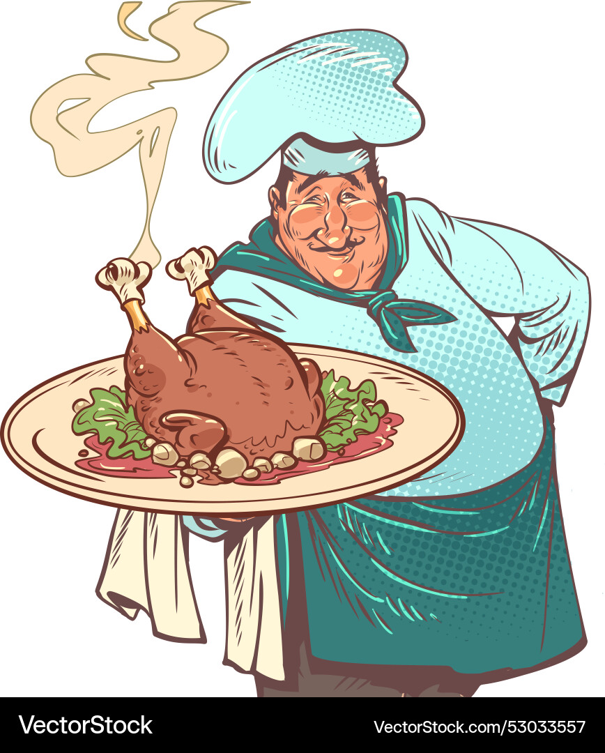 Male chef elegantly serves delicious cooked turkey