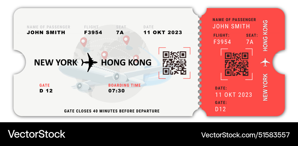 Modern plane ticket with city passenger gate Vector Image
