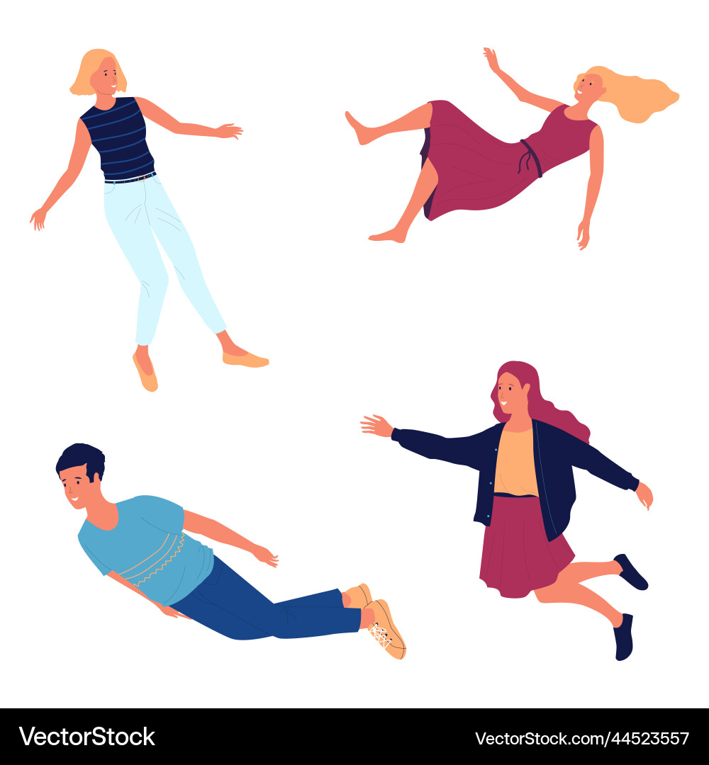 People flying men and women in zero gravity Vector Image