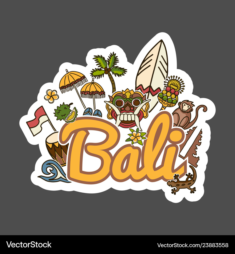 Bali travel sticker Royalty Free Vector Image - VectorStock