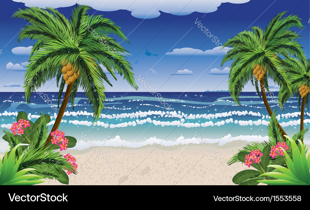 Beach and tropical sea Royalty Free Vector Image
