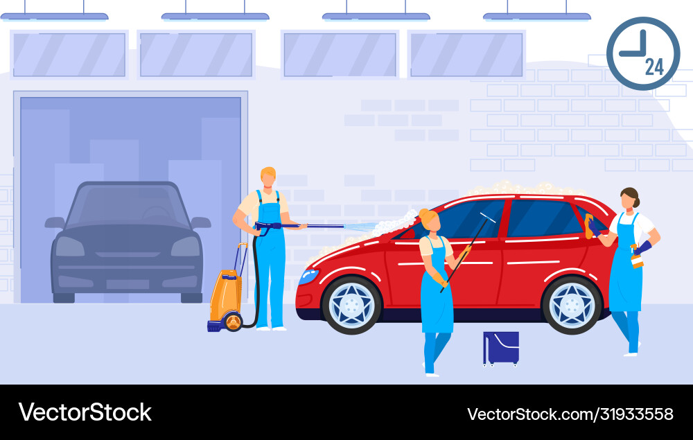 Cleaning car service cartoon Royalty Free Vector Image
