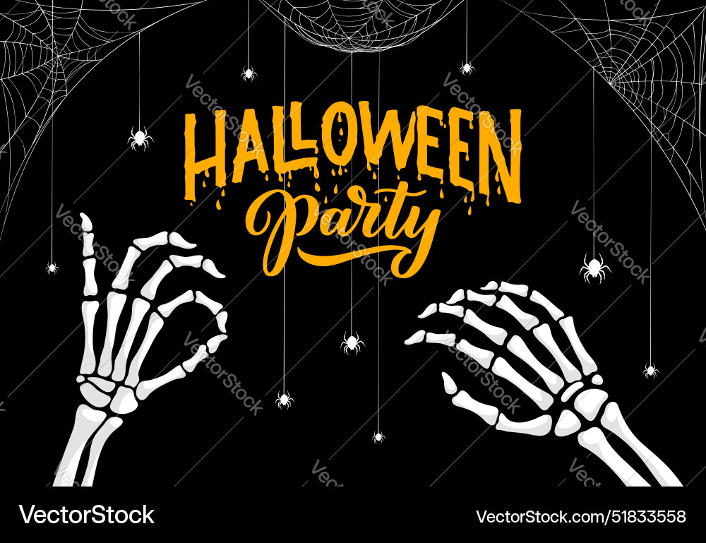 Halloween Skeleton Party Banner Royalty Free Vector Image
