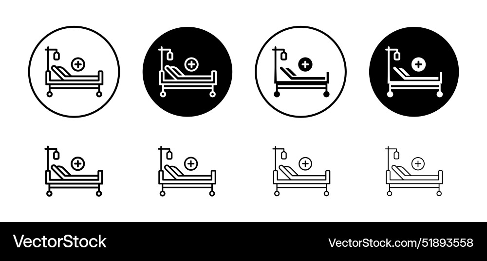 Hospital bed icon set collection Royalty Free Vector Image