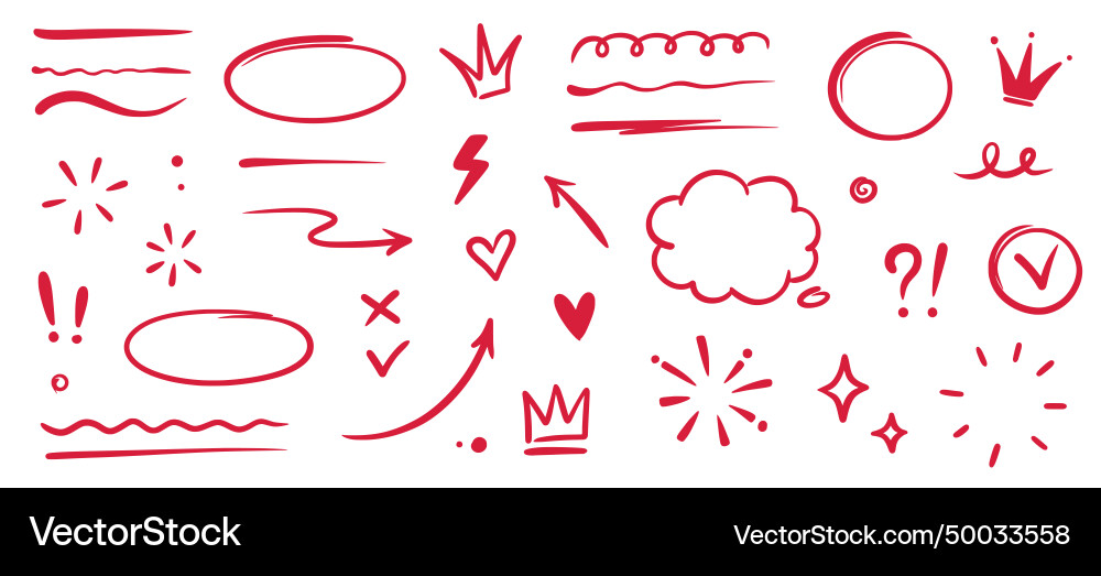 Red Highlight & Emphasis Marks Royalty Free Vector Image