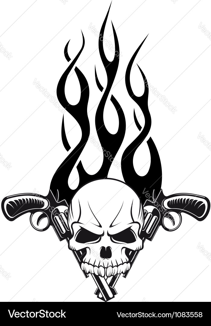 Skull with Revolver Royalty Free Vector Image - VectorStock