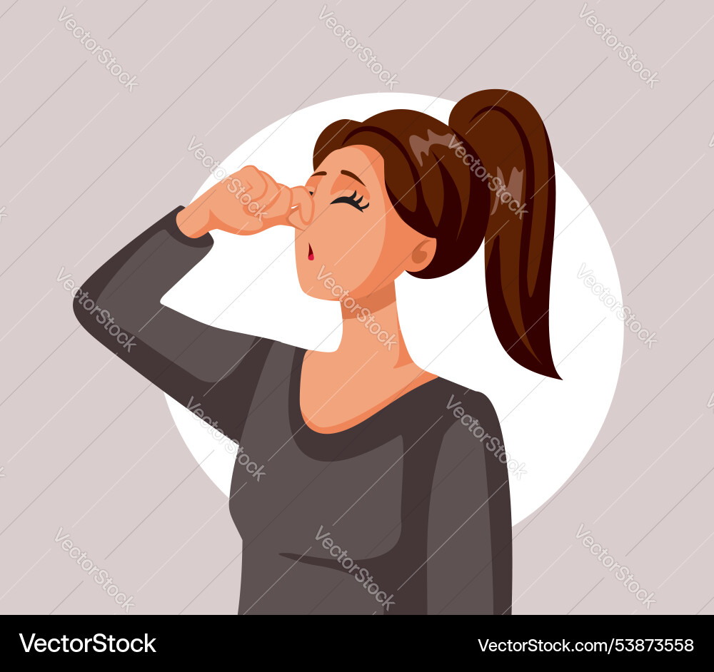 Woman suffering from a nose bleed cartoon Vector Image