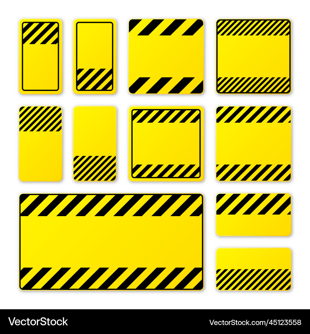 Yellow Warning Signs with Diagonal Lines Vector Image