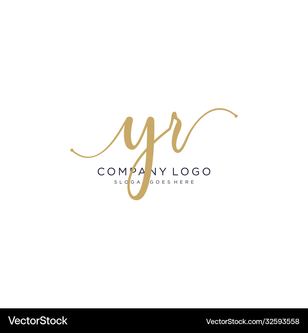 Yr initial handwriting logo design Royalty Free Vector Image