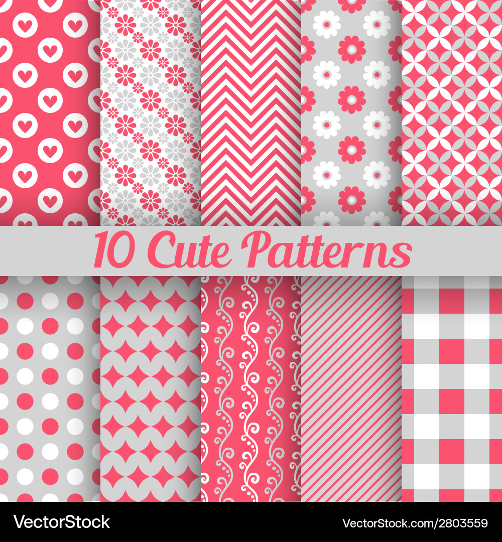 10 cute different seamless patterns Royalty Free Vector