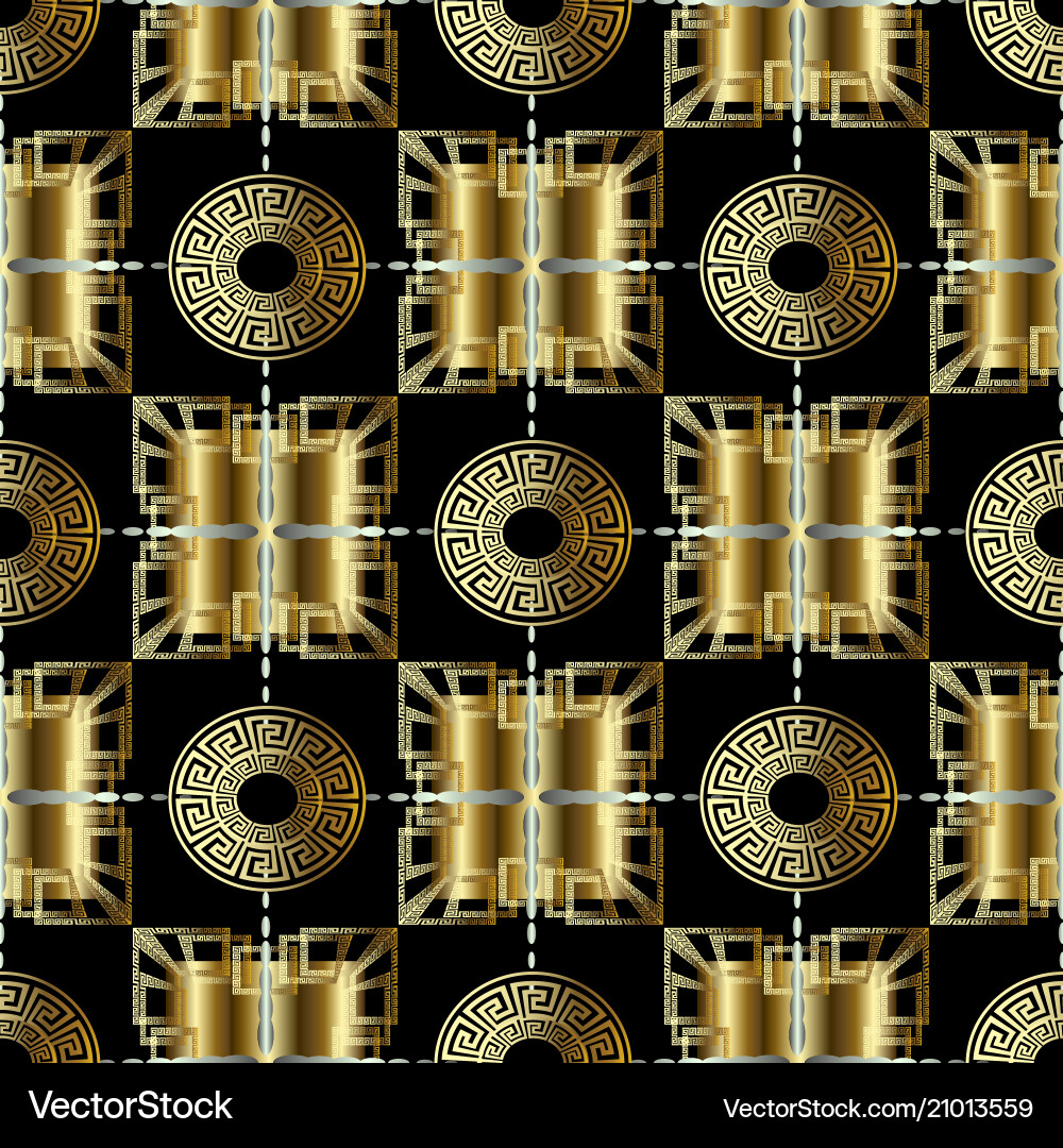 3d abstract geometric gold greek seamless pattern Vector Image