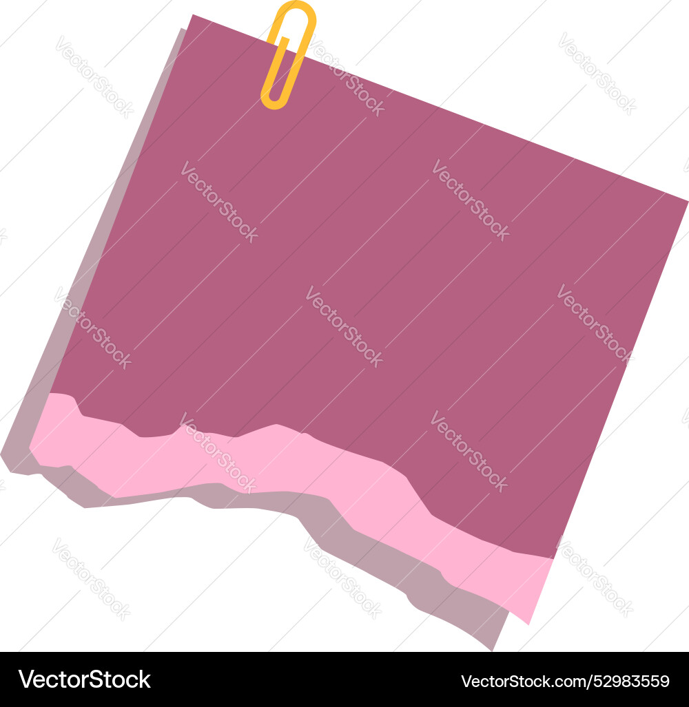 Blank torn note paper with paperclip holding Vector Image